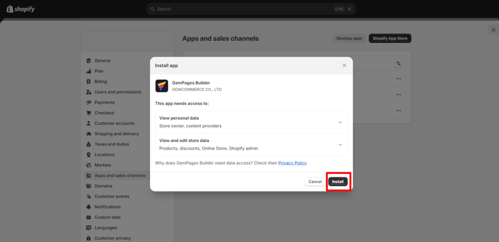 Install GemPages to your Shopify Store - Help Center