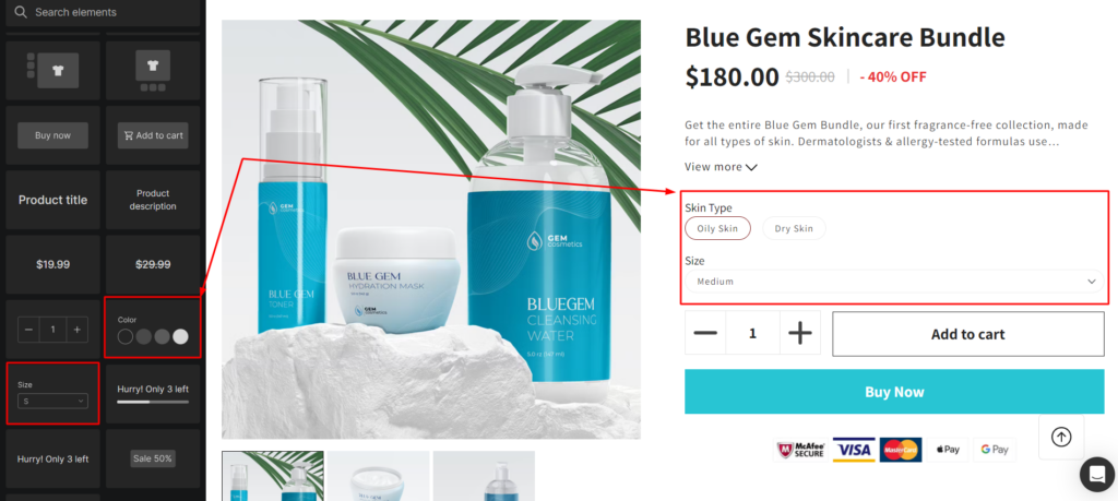 Product Variants and Swatches Element - Help Center