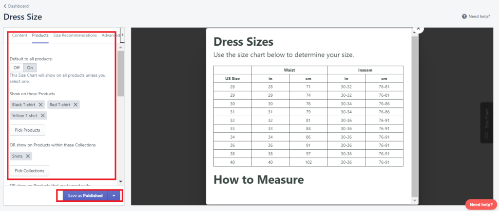 [V7] Clean Size Chart: Size Guide