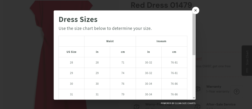 [V7] Clean Size Chart: Size Guide